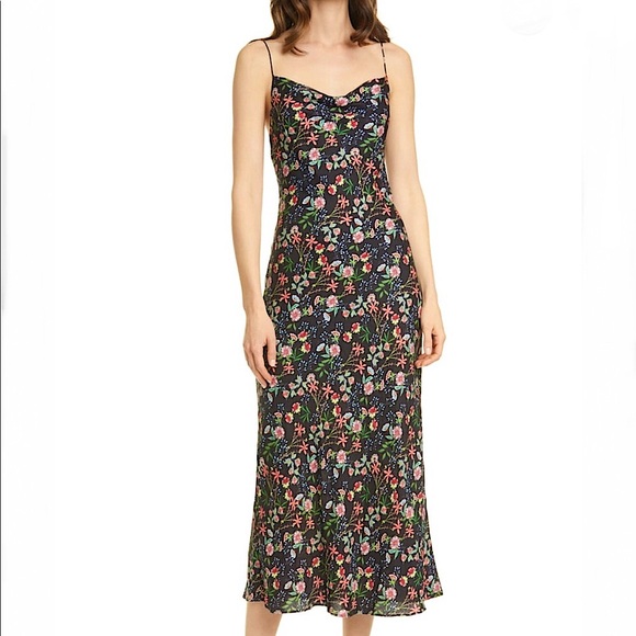 Alice + Olivia | Dresses | Alice Olivia Harmony Black Floral Print Midi ...